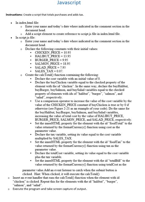 Solved Project Javascript I Need Help With This Homework I Chegg