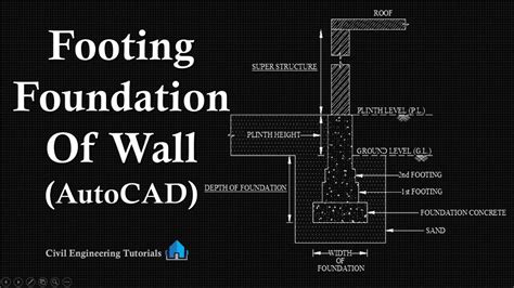 How To Draw Footing Foundation Of Wall In AutoCAD Civil Construction