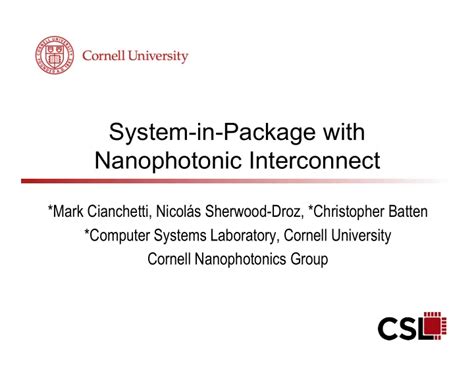 Ppt System In Package With Nanophotonic Interconnect Mark