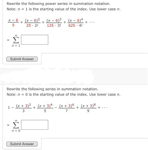 Solved Rewrite The Following Power Series In Summation