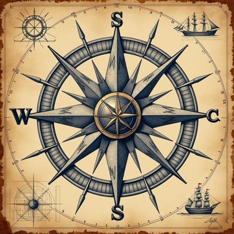 Antique Nautical Compass Art