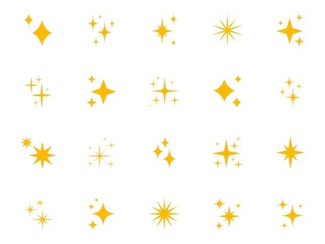 스파클 아이콘 세트 트윈클 스타 컬렉션 반 ⁇ 이는 스타 아이콘 프리미엄 벡터