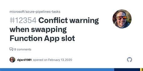 conflict warning when swapping function app slot · issue 12354 · microsoft azure pipelines