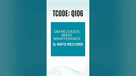Sap Qm Quality Info Record Mass Maintenance In Sap Quality Management Tcode Qi06 Youtube