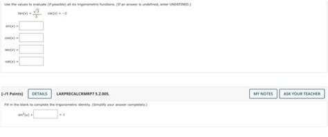 Solved Use The Values To Evaluate If Possibie All Skx