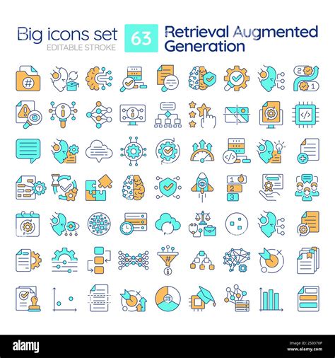 Rag Rgb Color Icons Set Retrieval Augmented Generation In Data