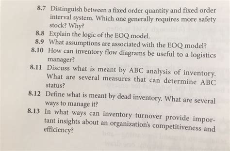 Solved 8 7 Distinguish Between A Fixed Order Quantity And Chegg