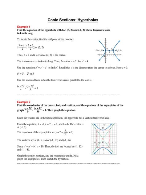 Hyperbola Example Problems Pdf Asymptote Euclidean Plane Geometry