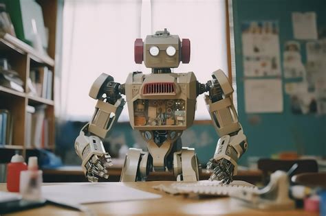 Robot Maestro Enseña Una Lección En La Escuela Ai Foto Premium
