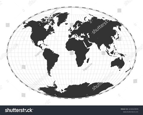 Vector World Map Fahey Pseudocylindrical Projection Stock Vector Royalty Free 2234147879