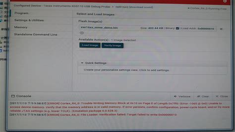 Iwr1642boost Unable To Flash The Bin File To Iwr1642boost Evm Using Uniflash Sensors Forum