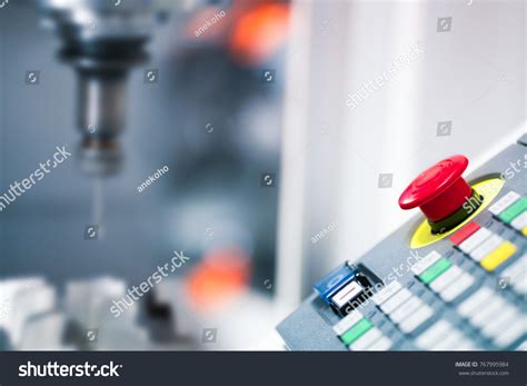 Emergency Stop Button Cnc Machine Control Foto Stok 767995984 Shutterstock