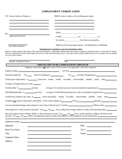 Free 50 Employment Verification Samples In Pdf Ms Word
