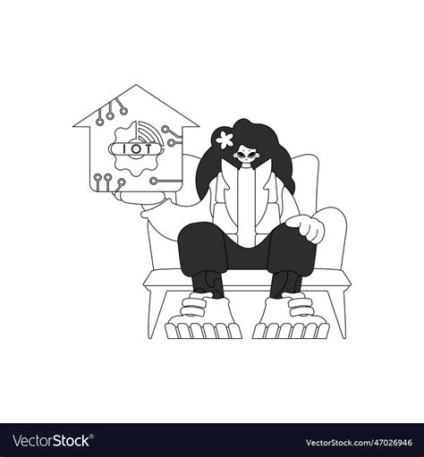 Holding Iot Logo In Linear Style Royalty Free Vector Image