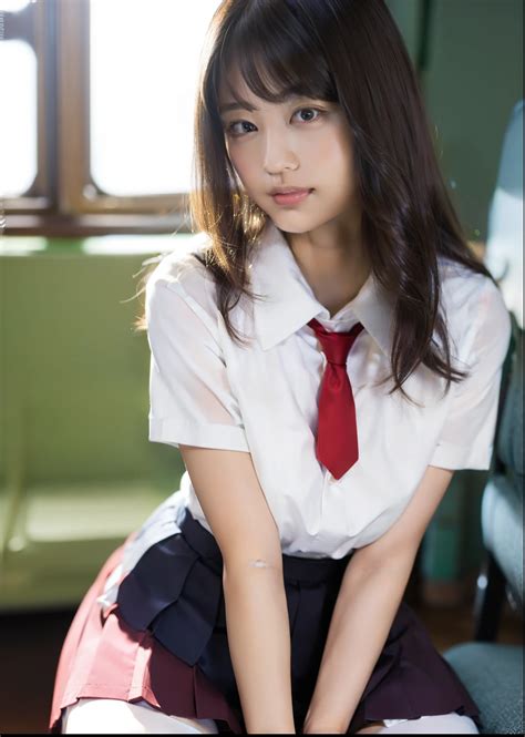 アジアの女子高生が制服を着て床に横たわっている Seaart Ai