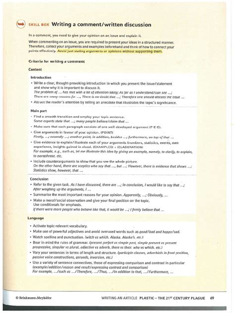 Writing A Comment Written Discussion Pdf