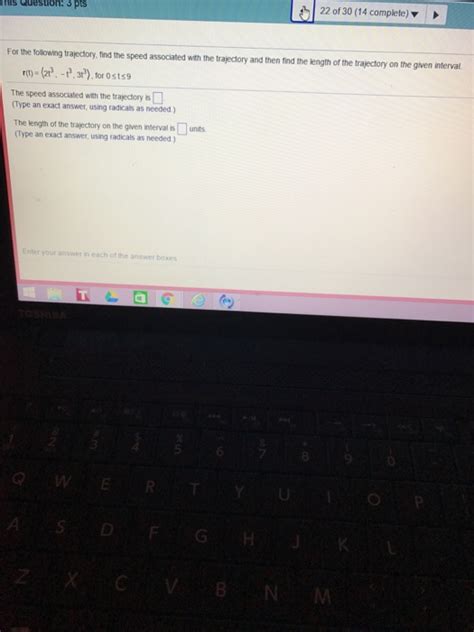 Solved For The Following Trajectory Find The Speed Assoc