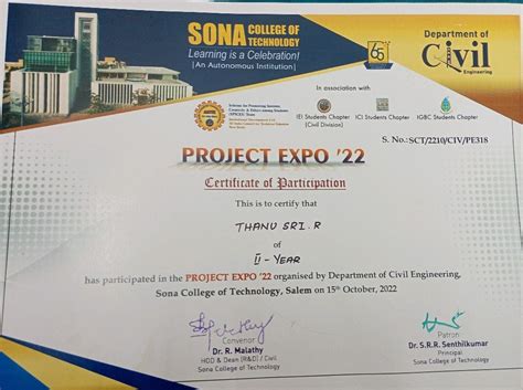 thanu sri ragavan on linkedin project expo 22 in sona college of