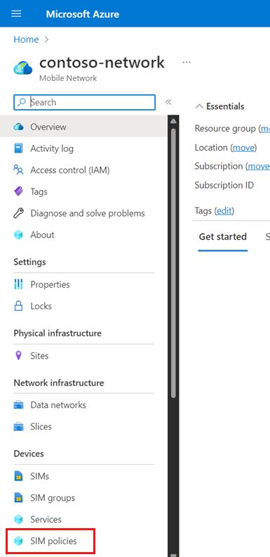 Sim 정책 구성 Azure Private 5g Core Microsoft Learn