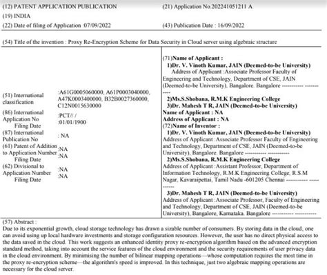 Dr Mahesh T R On Linkedin Published Patent On Proxy Re Encryption Scheme For Data Security In…