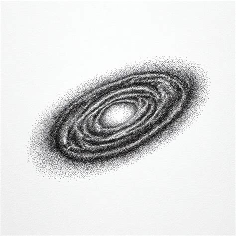 Pointillist Spiral Galaxy Illustration In Black And White Stock