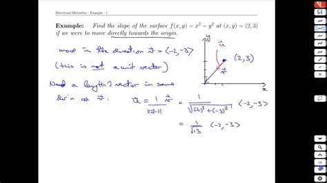 Unit 20 9 Directional Derivative Example Math 121 Youtube