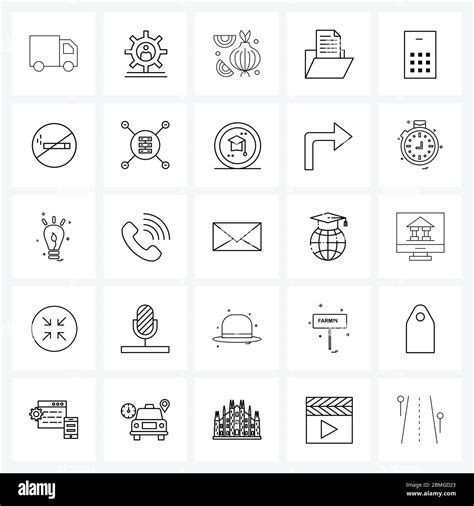 Isolated Symbols Set Of 25 Simple Line Icons Of Phone Folder Security