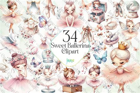 Sweet Ballerina Clipart Bundle Graphic By Janecreative Creative Fabrica
