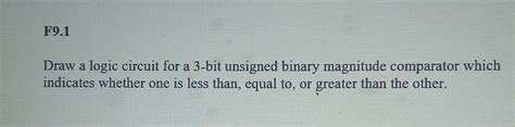 Solved F91 Draw A Logic Circuit For A 3 Bit Unsigned Binary