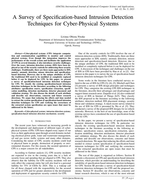 Pdf A Survey Of Specification Based Intrusion Detection Techniques