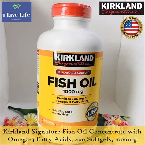 น้ำมันปลา โอเมก้า Omega 3 Fish Oil 1000 Mg 400 Softgels Kirkland
