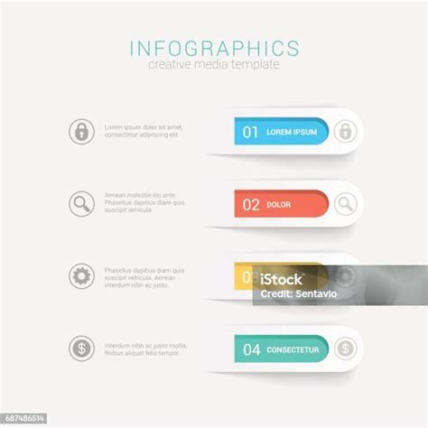 간단한 세련 된 4 단계 라벨 여러 가지 빛깔의 인포 그래픽 이랑 템플릿입니다 인포 그래픽 배경 개념 컬렉션입니다 0명에 대한 스톡 벡터 아트 및 기타 이미지 Istock