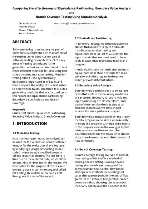Pdf Comparing The Effectiveness Of Equivalence Partitioning Boundary