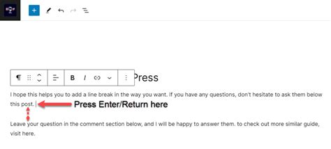 How To Add A Line Break In Wordpress Spacer