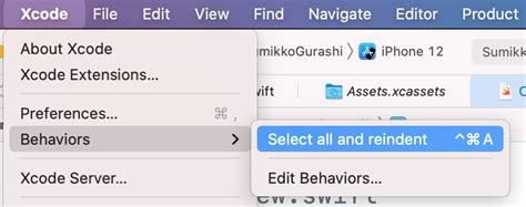 利用 Applescript，xcode Behavior And 自訂快速鍵同時全選跟縮排 By 彼得潘的 Ios App Neverland 彼得潘的 Swift Ios App 開發