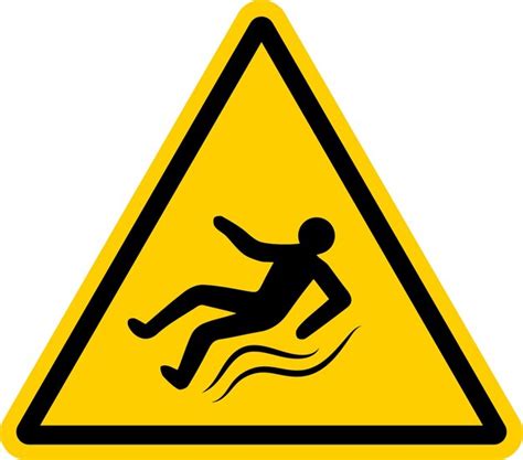 Premium Vector Yellow Warning Sign With Falling Slipping Person