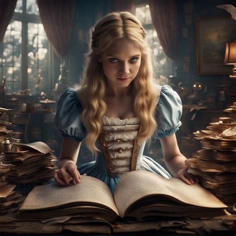 Alice From Wonderland Coming To Life From An Open Books Pages Ai Generated Artwork