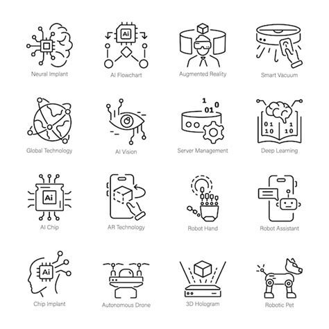 Premium Vector Collection Of Ai Technology Linear Icons