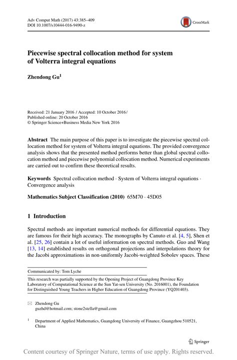 Piecewise Spectral Collocation Method For System Of Volterra Integral