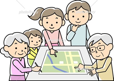 災害に備えてハザードマップを確認する人々 イラスト素材 6796159 フォトライブラリー photolibrary