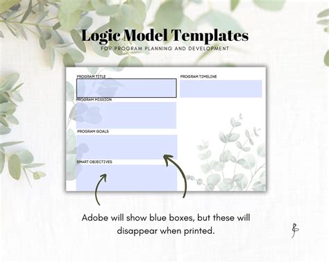 Logic Model Template Fillable And Editable For Program Planning And Development Grant Planning