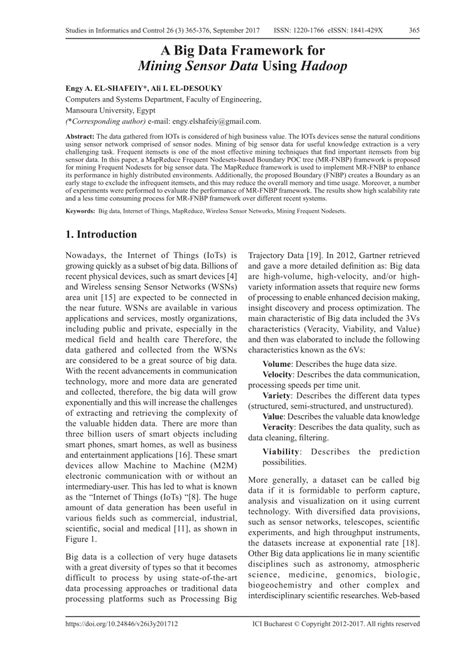 Pdf A Big Data Framework For Mining Sensor Data Using Hadoop