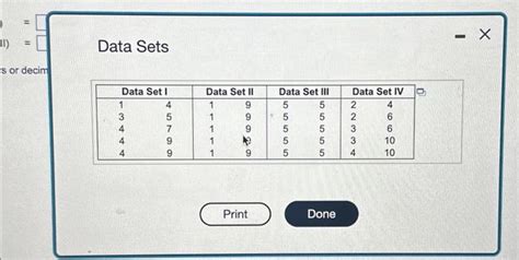 Solved Data Sets Chegg Com