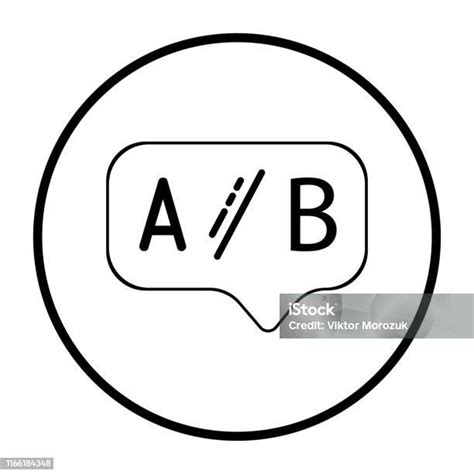 Ab 테스트 라인 아이콘입니다 Ui 테스트 채팅 버블 기호입니다 기하학적 모양입니다 임의의 교차 요소입니다 흰색 배경에 선형 Ab 테스트 아이콘 디자인 고급에 대한 스톡