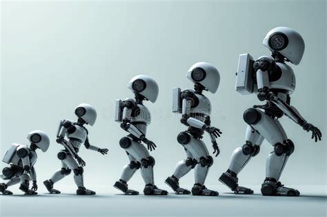 Evolution Of Robotics Throughout History Stock Illustration
