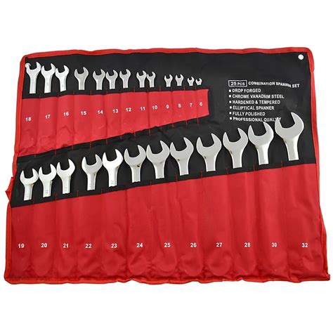 25pc Metric Combination Combo Spanner Set Open Ended Ring 6mm To 32mm Diy At Bandq