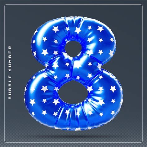 Premium Psd Bubble Blue Number 8