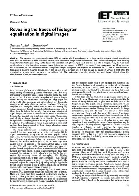 pdf revealing the traces of histogram equalisation in digital images