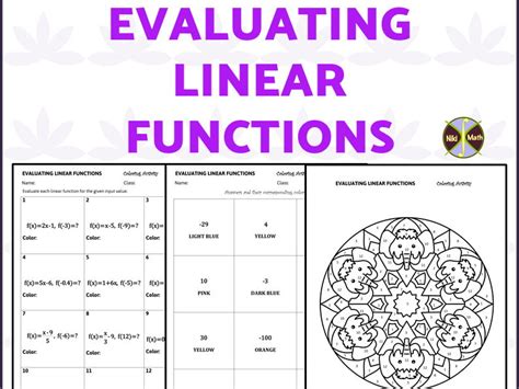 Evaluating Linear Functions Coloring Activitycolor By Code Teaching