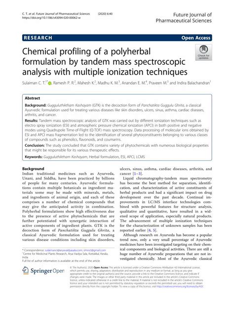 Pdf Chemical Profiling Of A Polyherbal Formulation By Tandem Dokumentips